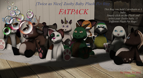 Second Life Marketplace - [Twice As Nice] Zooby Baby Fatpack Plush Rug